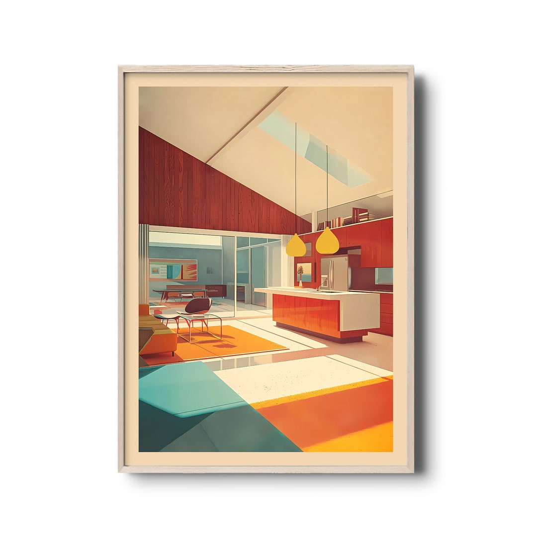 Mid-century Modern Interior Art Print | Modernist Architecture ...