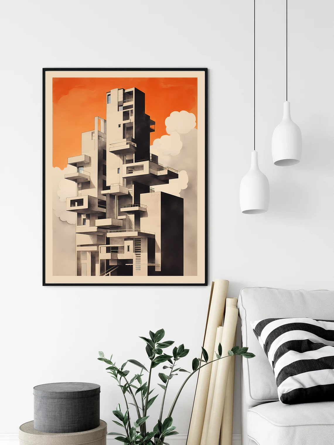 Abstract Wall Art Brutalist Architecture Print Vintage Minimalist ...