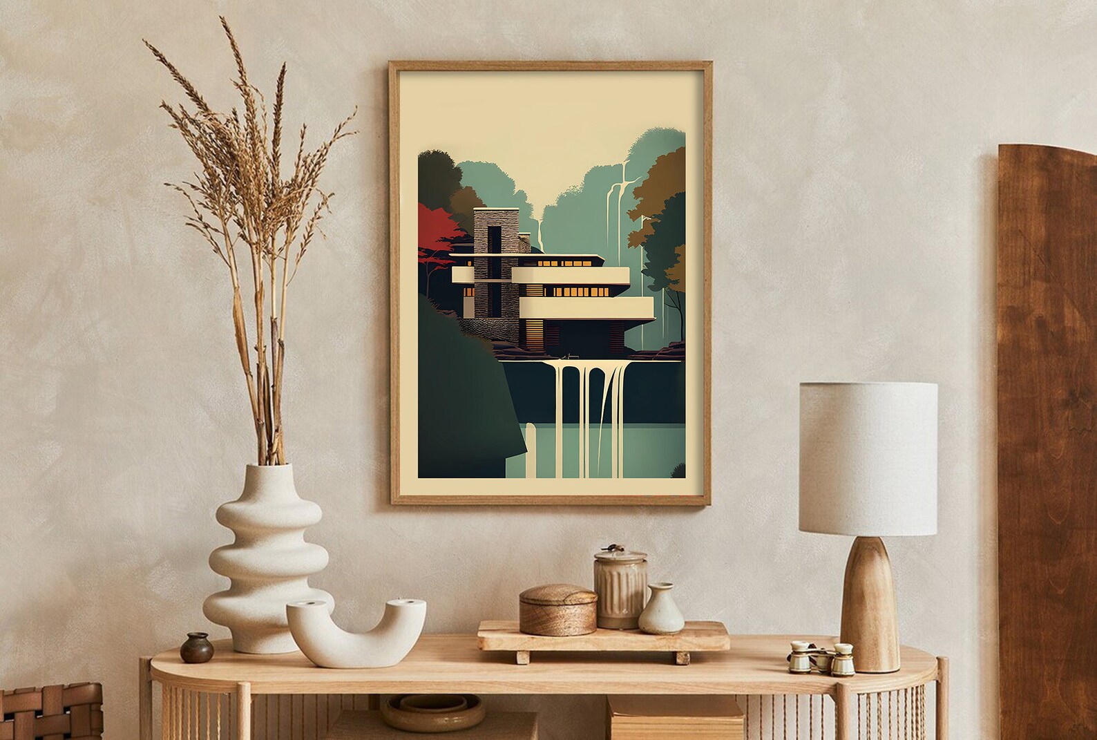 Fallingwater Print Architecture Poster Fallingwater House Frank Lloyd ...