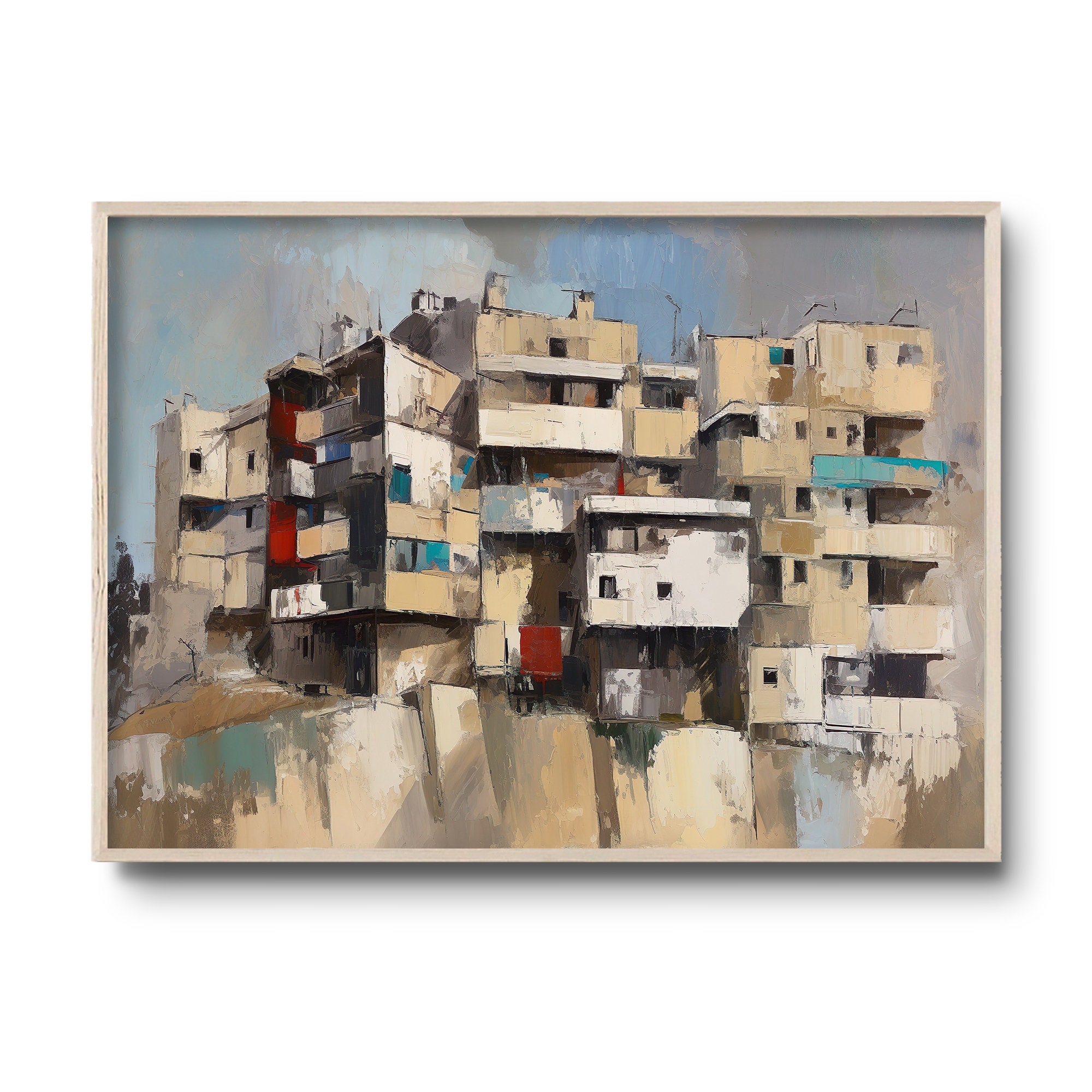 Architecture Oil Painting Stacked Houses in South of Italy Architecture ...