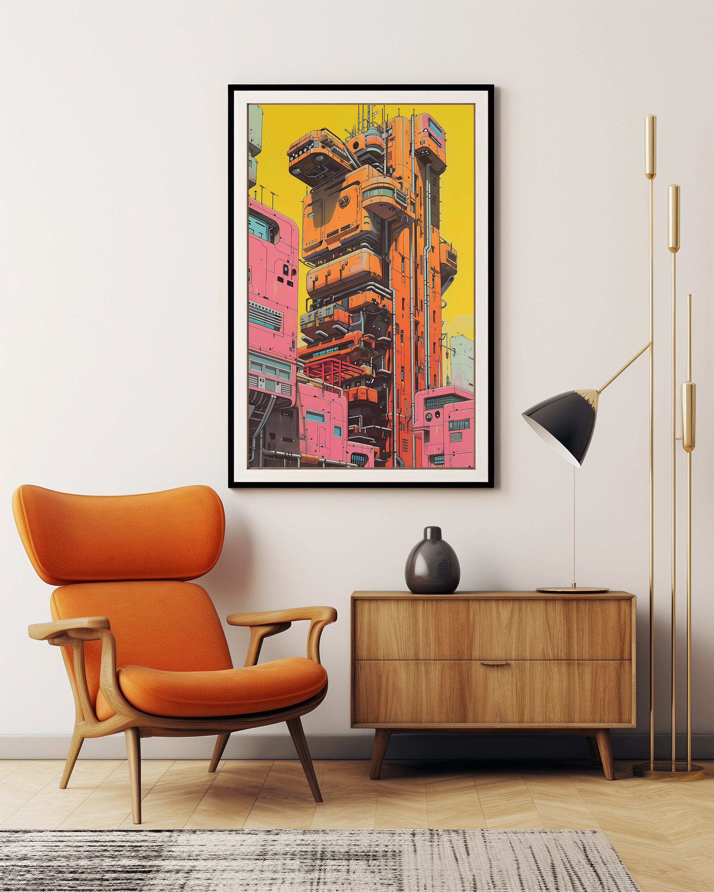 Retro-futuristic Art Print Cyberpunk Architecture Sci-fi Wall Art ...