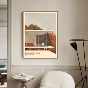 Farnsworth House Art Print | Modern Architecture Poster | Architect ...