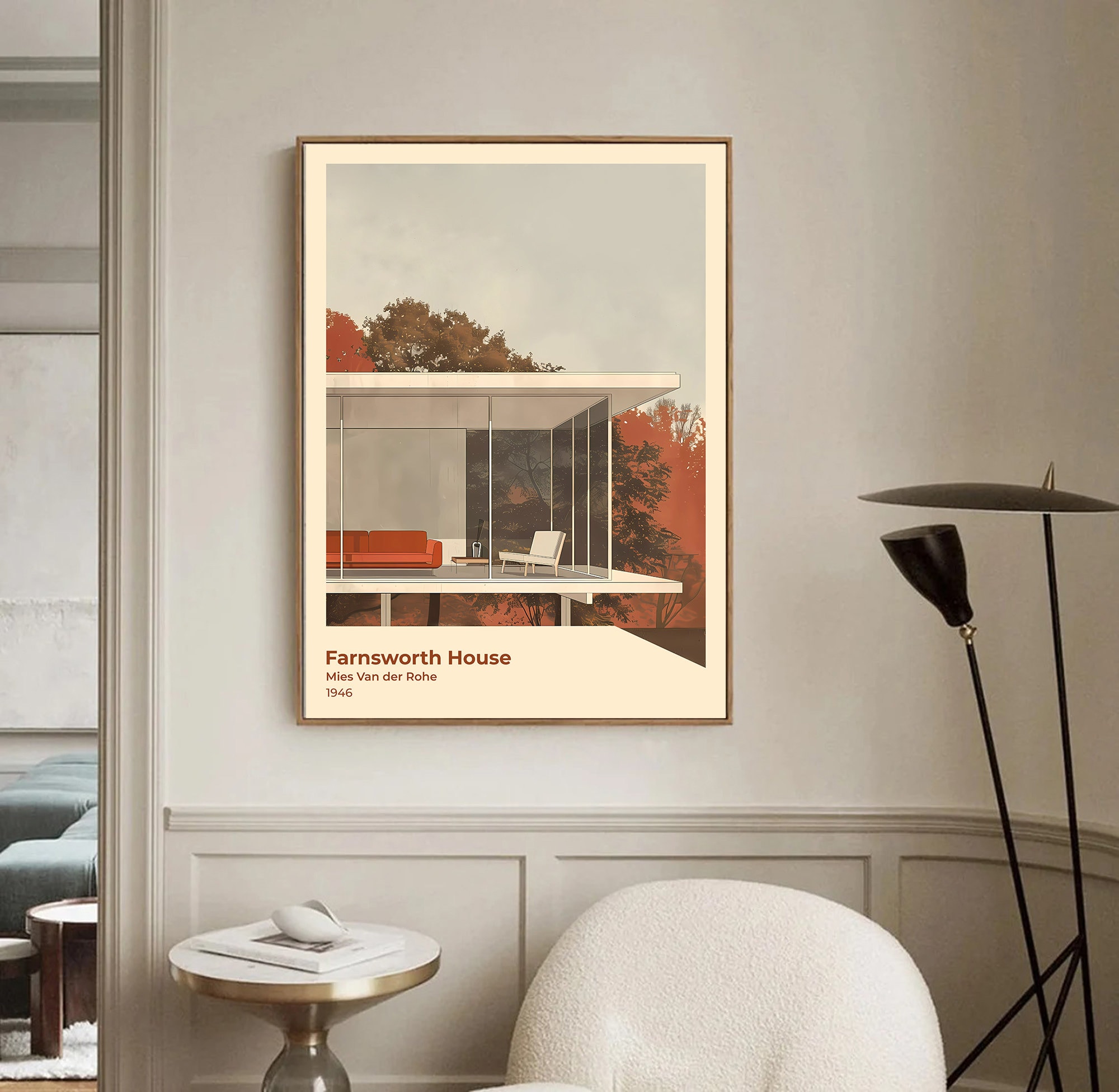 Farnsworth House Art Print | Modern Architecture Poster | Architect ...