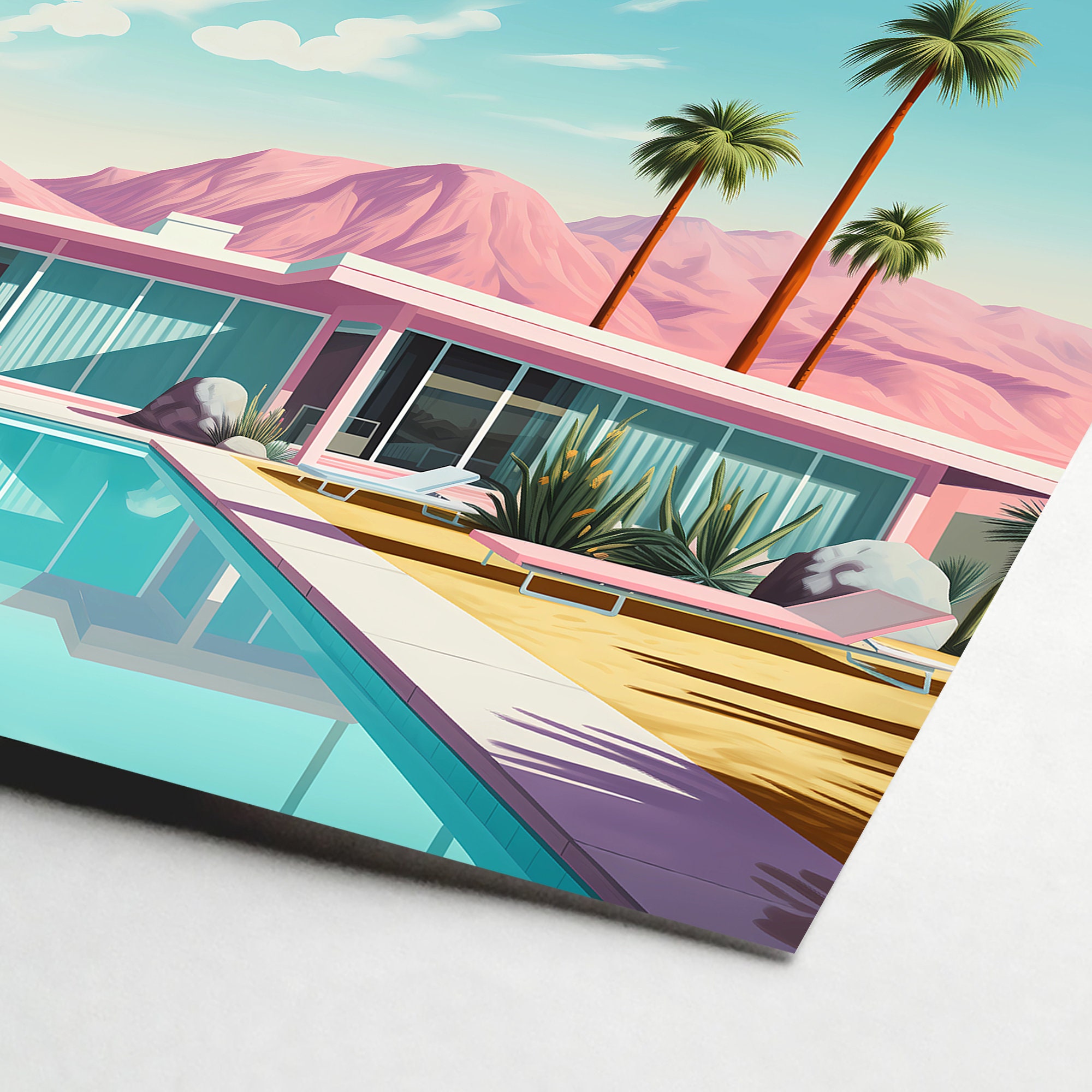 Palm Springs Illustration Pastel Colors Pink Palm Springs Art Print ...