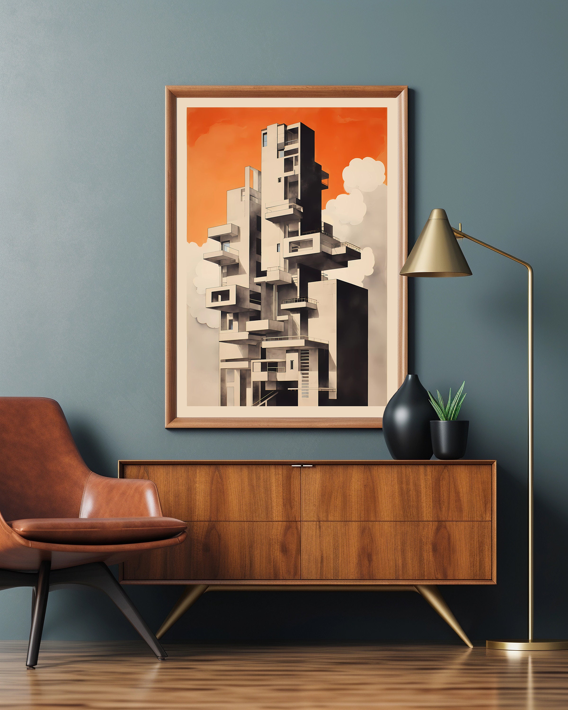 Abstract Wall Art Brutalist Architecture Print Vintage Minimalist ...