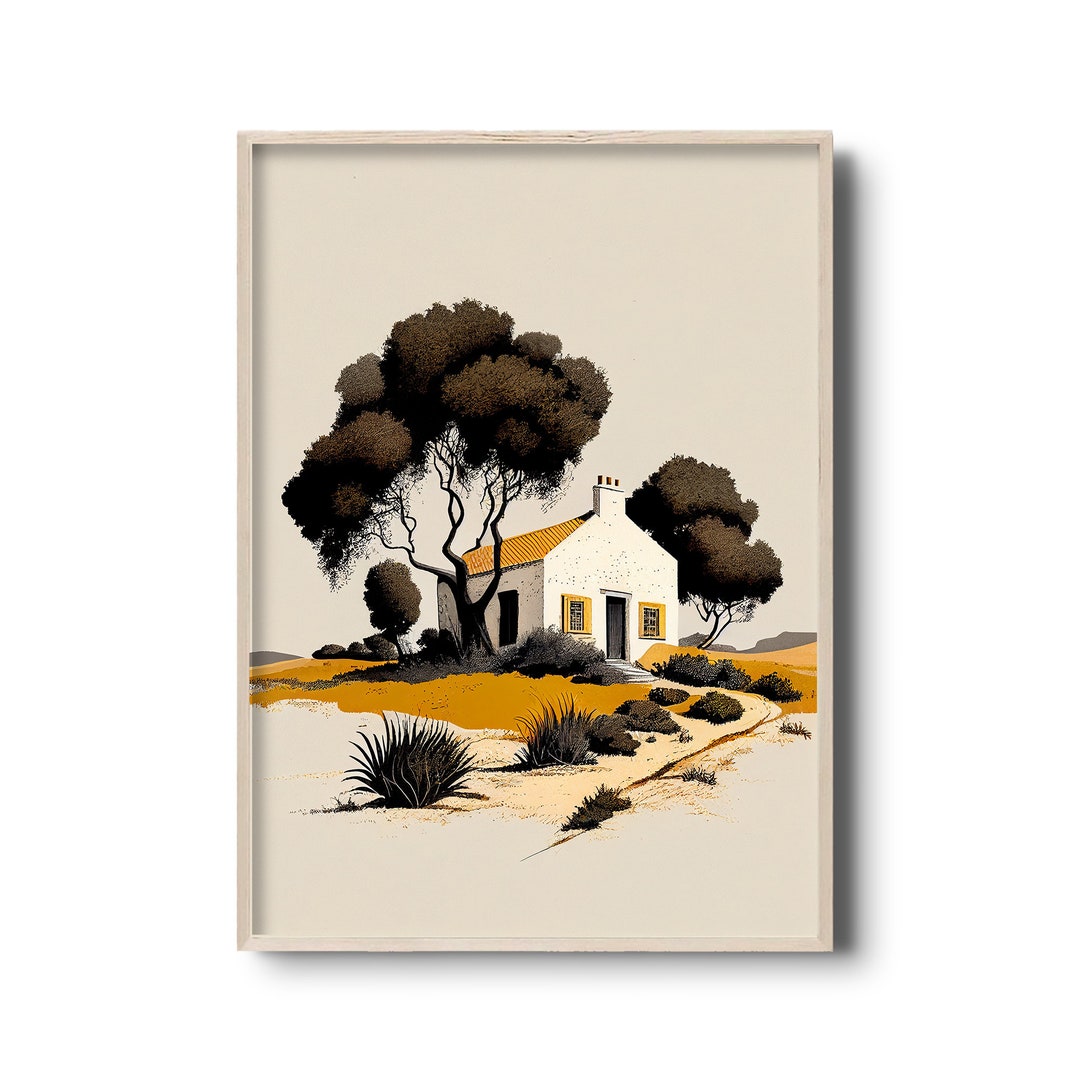 Portuguese Countryside Illustration | Alentejo Portugal Wall Art | Dry ...