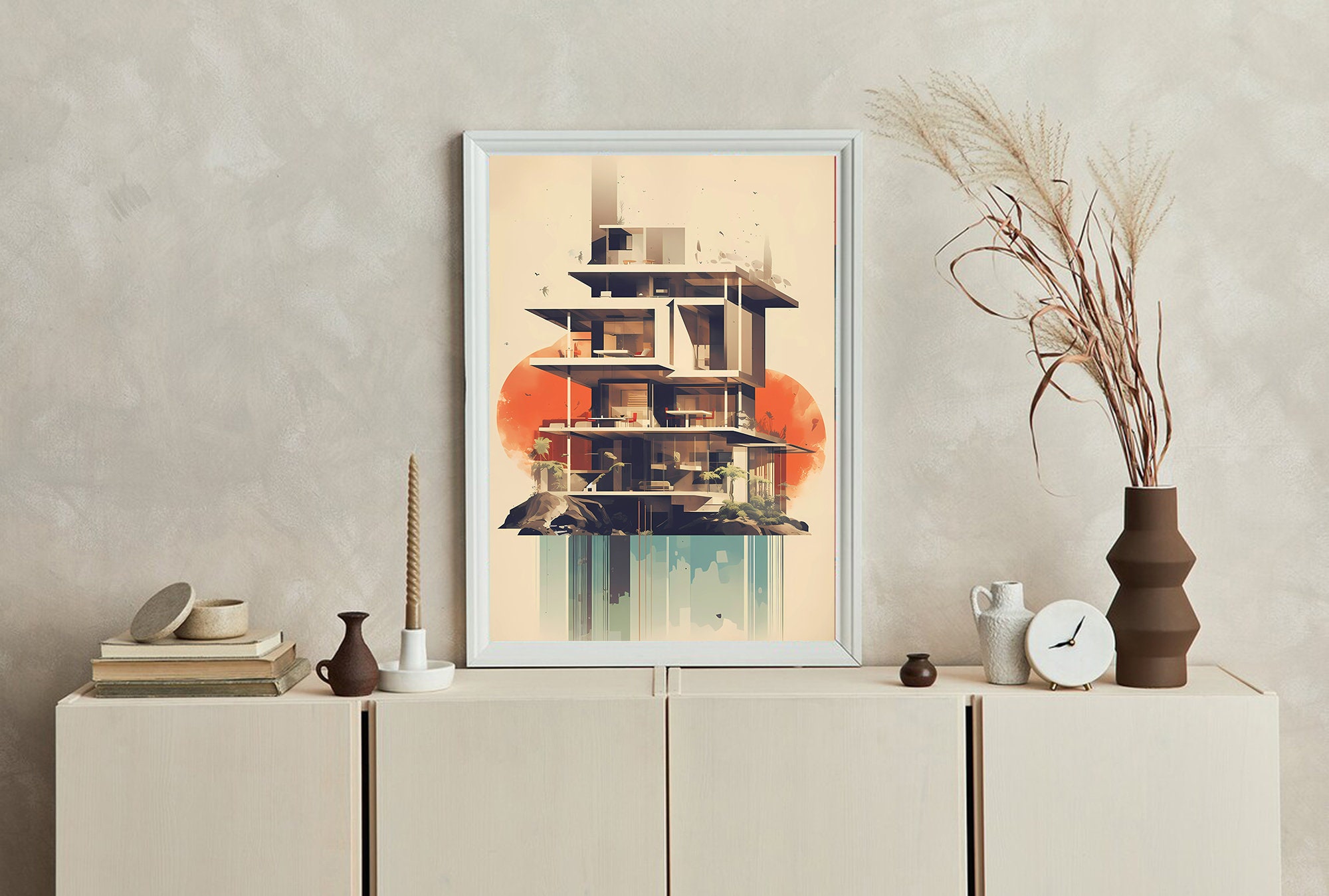 Vintage Architecture Wall Art Modern Architecture Print Retro Wall Art ...
