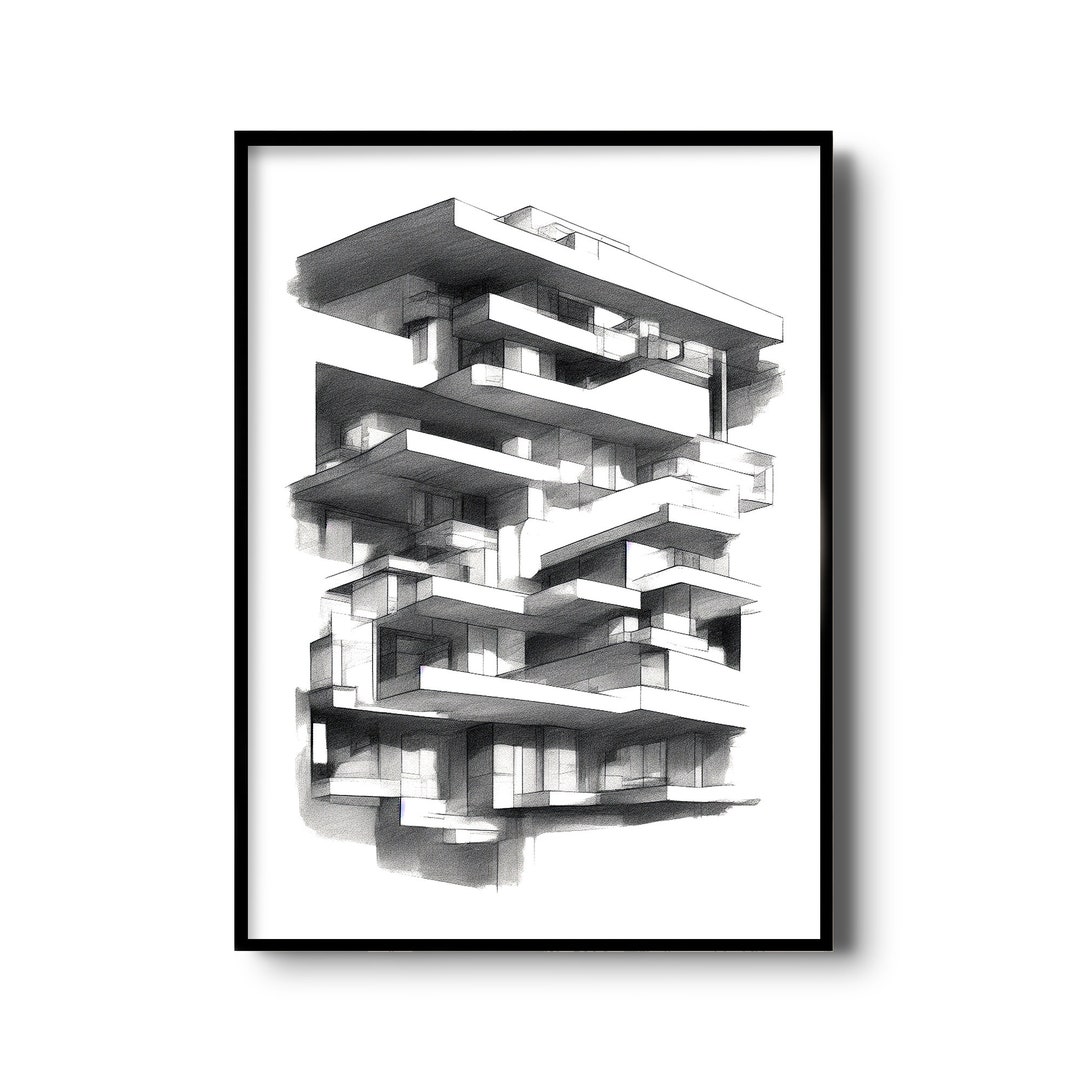 Modern Architecture Poster, Light and Shade, Architect Sketch, Modern ...