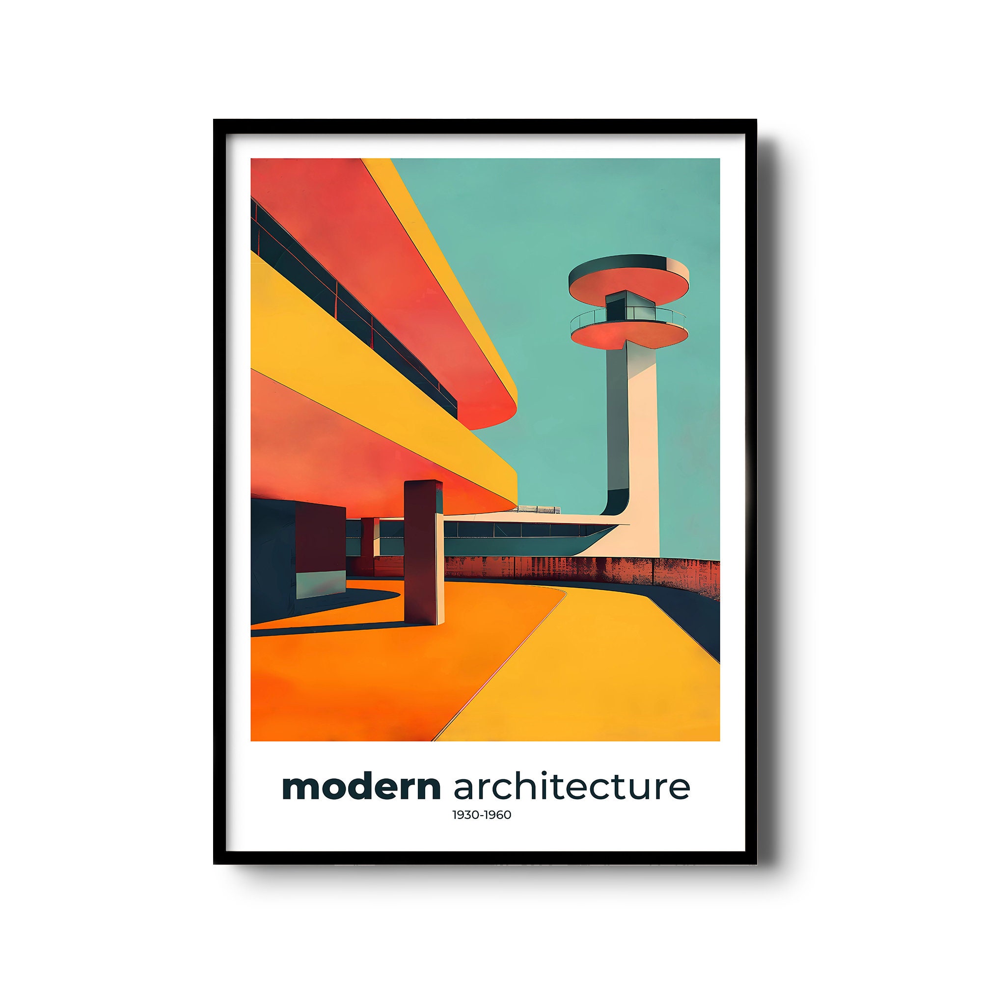 Modern Architecture Exhibition Poster Retro Modernist Art Print Mid ...