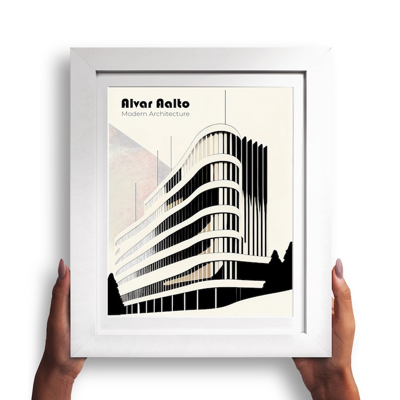 Vintage Architecture Print Architect Alvar Aalto Inspired Mid Century ...