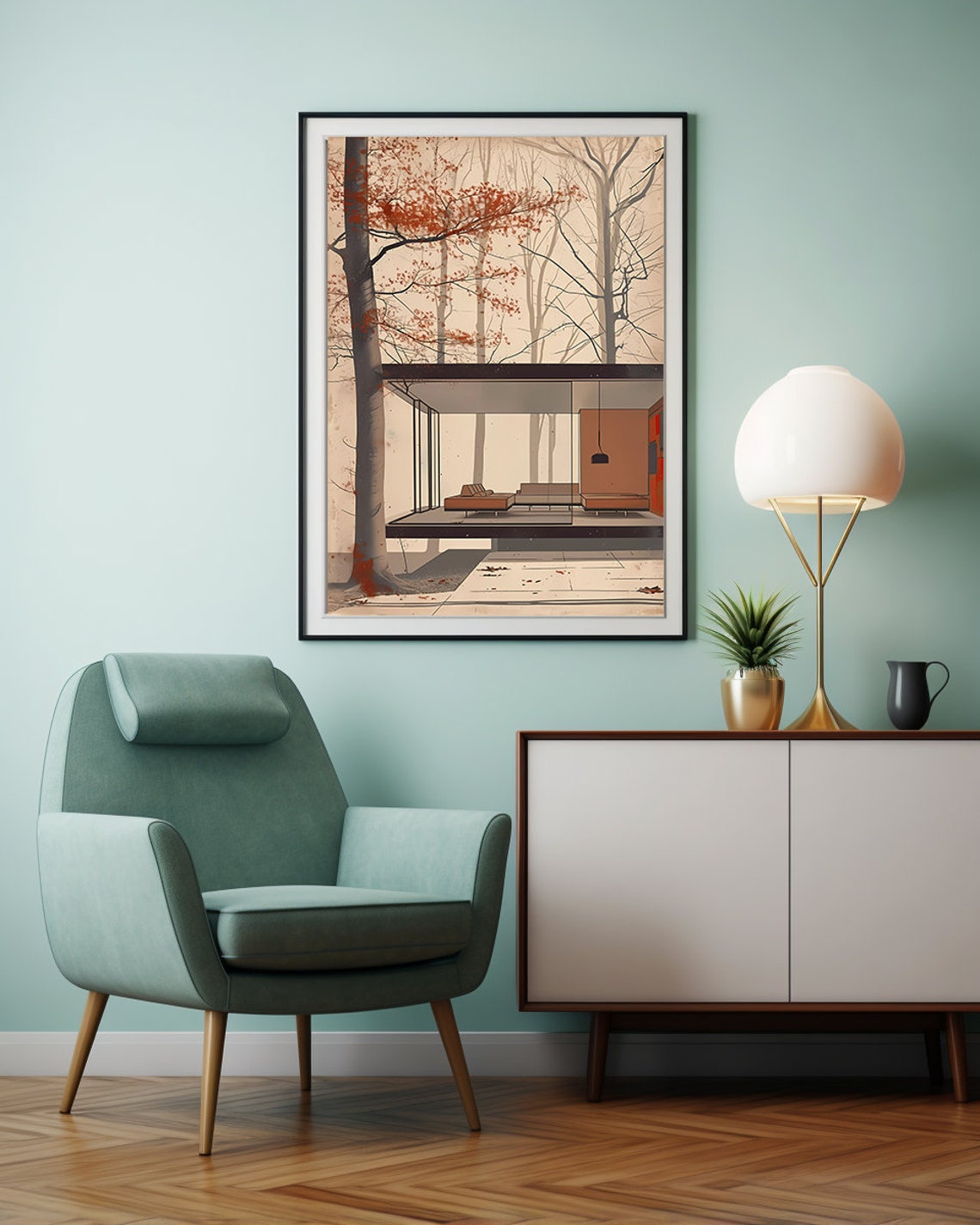 Farnsworth House Art Print Mies Van Der Rohe Modern Architecture ...