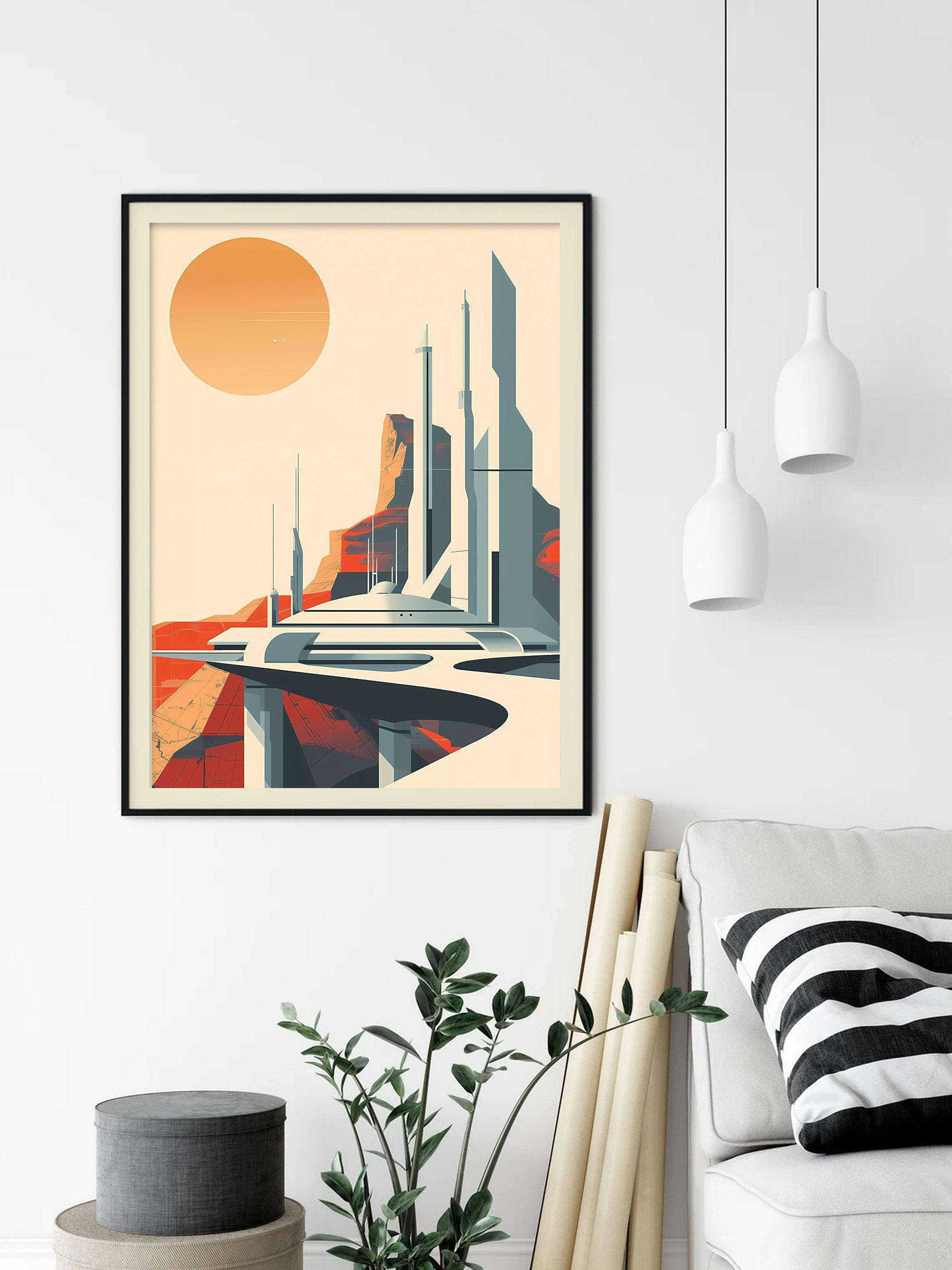 Vintage Future City Print | Retro Futuristic Illustration | Retro ...