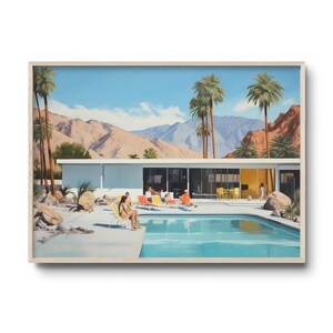 Palm Springs Oil on Canvas | Palm Tree Wall Art | Mid-century Modern ...