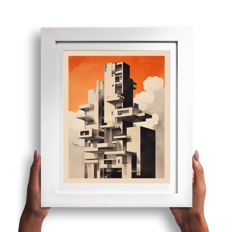 Abstract Wall Art Brutalist Architecture Print Vintage Minimalist ...