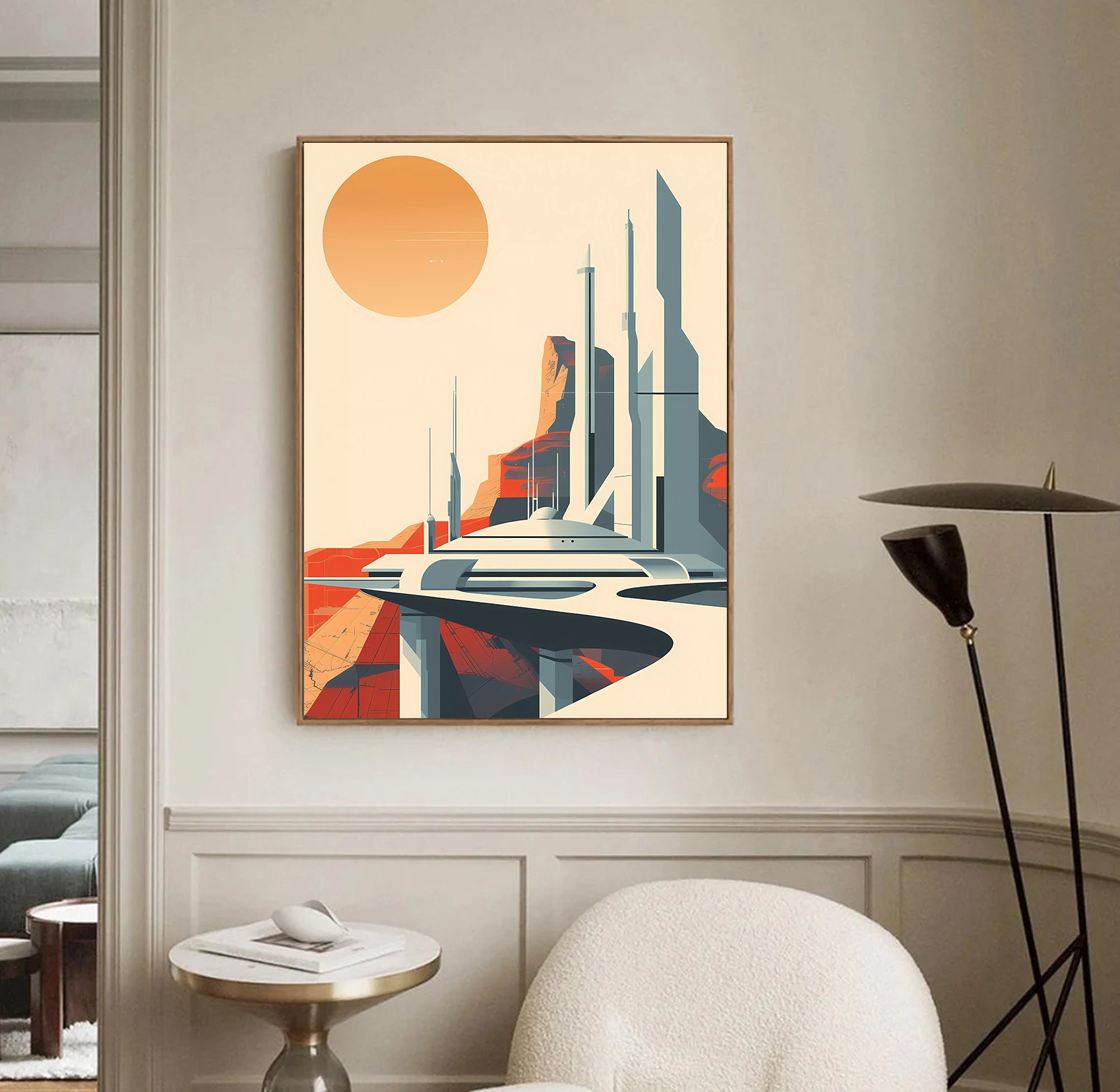Vintage Future City Print Retro Futuristic Illustration Retro ...