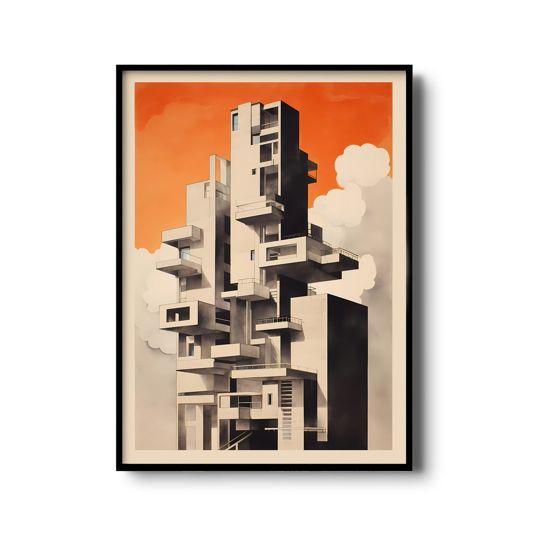 Abstract Wall Art | Brutalist Architecture Print | Vintage Minimalist ...