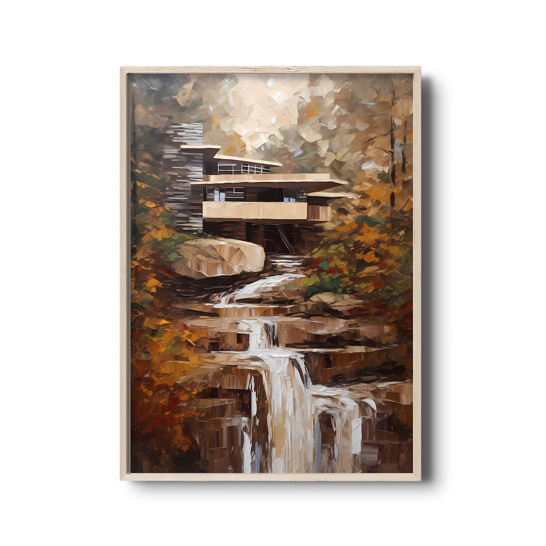Fallingwater House Oil Painting | Palette Knife Painting | Architecture ...