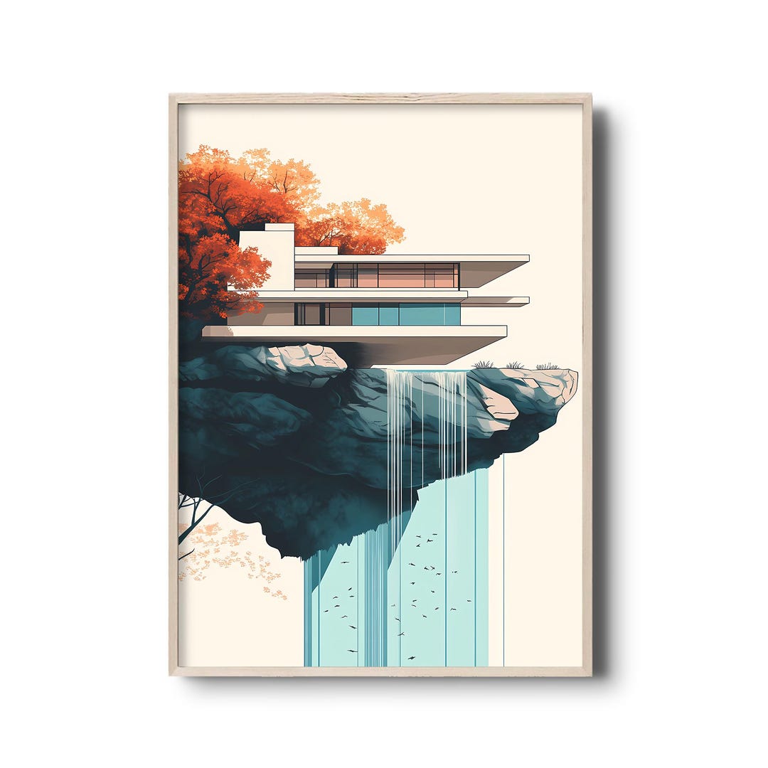 Fallingwater House Inspired Framed Art Print | Modern Architecture ...