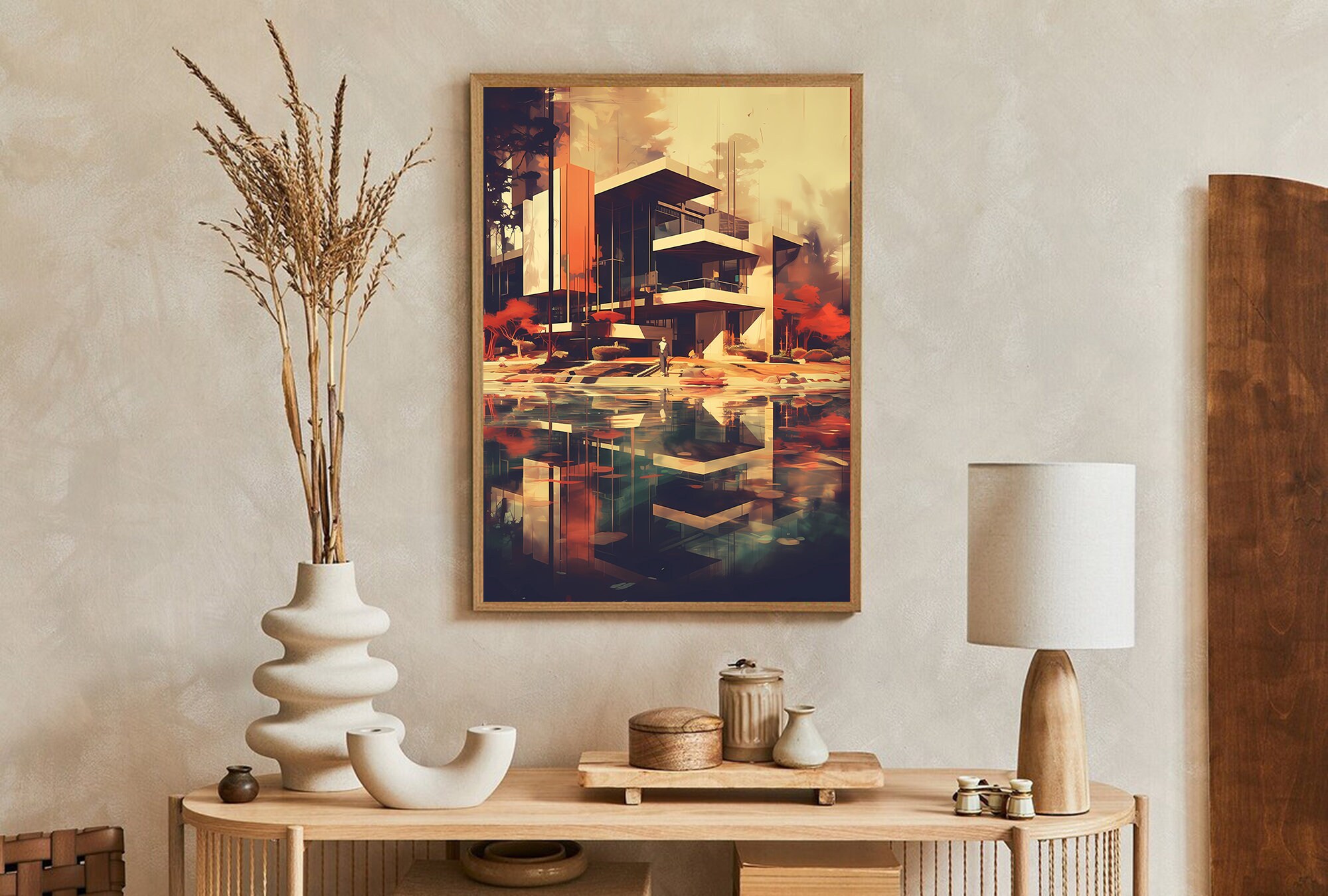 Modern House Painting Architecture Print Modern Wall Art Modernist ...