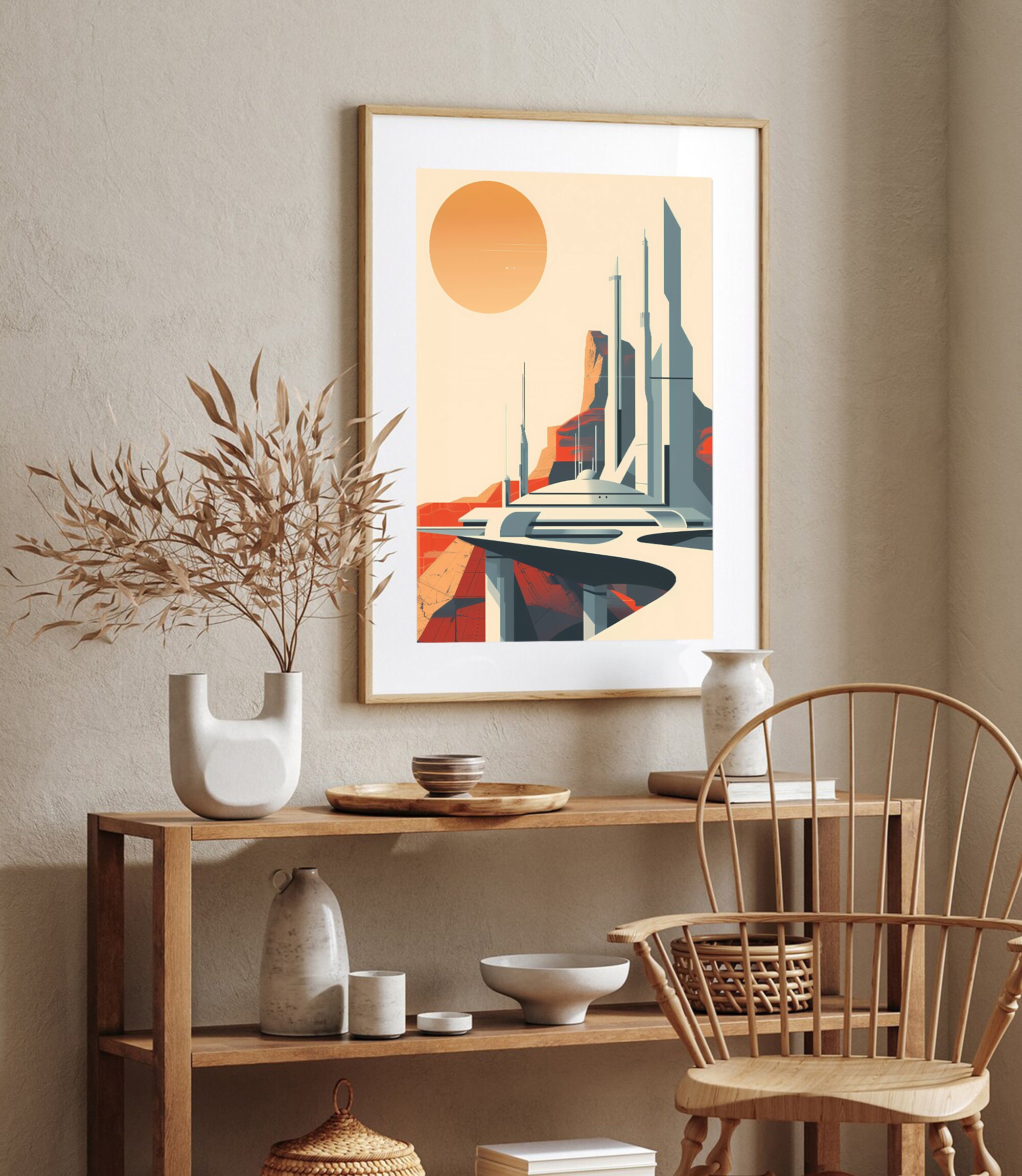 Vintage Future City Print Retro Futuristic Illustration Retro ...