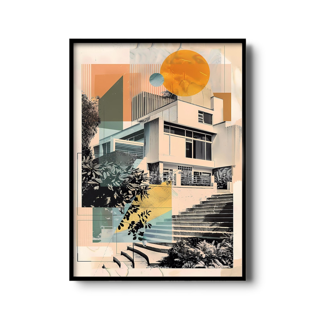 Bauhaus Collage Art Print | Vintage Mid-century Modern | Retro ...