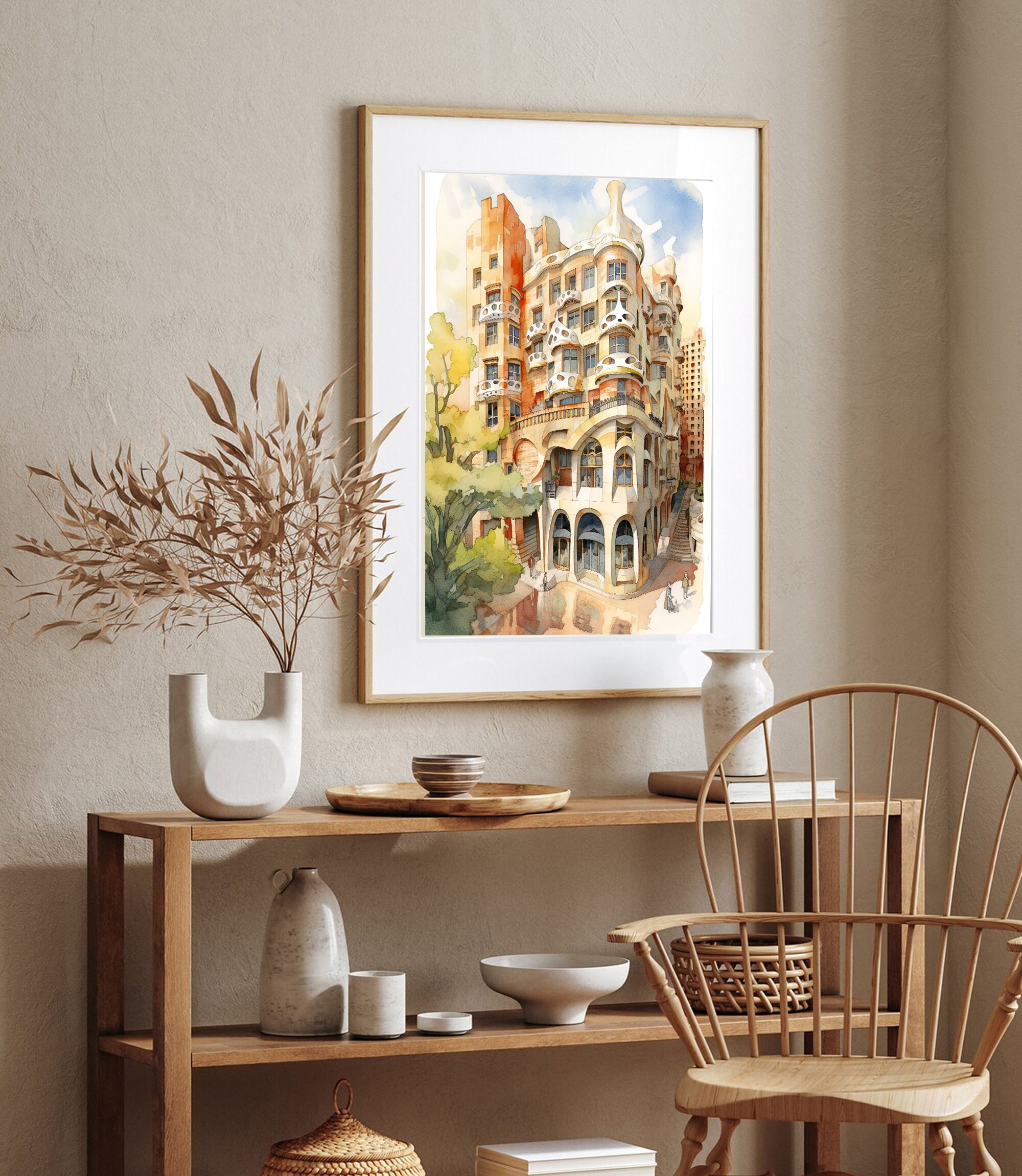 Antoni Gaudi Watercolor Wall Art | Watercolor Print | Architectural ...