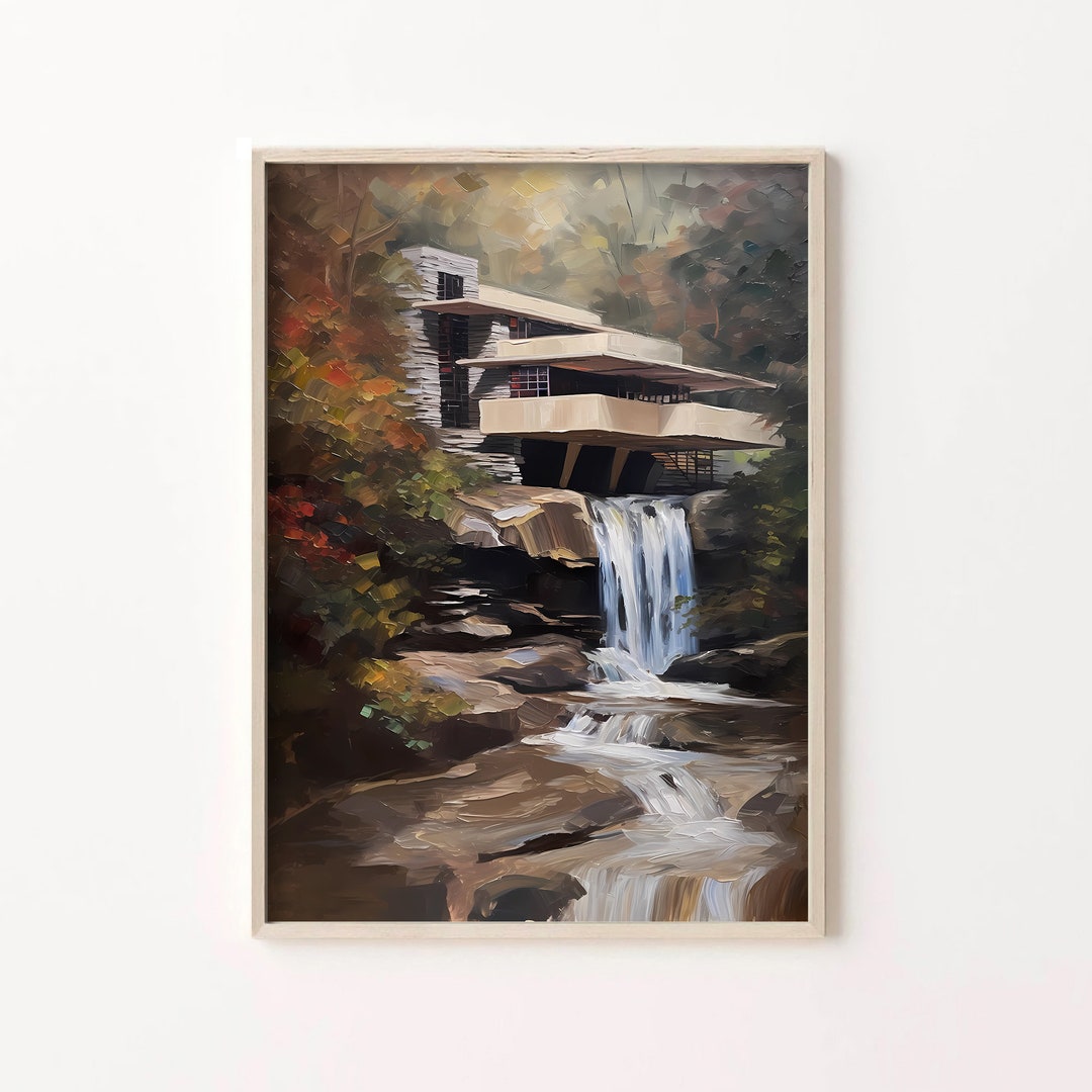Fallingwater Oil Painting Architecture Poster Fallingwater - Etsy