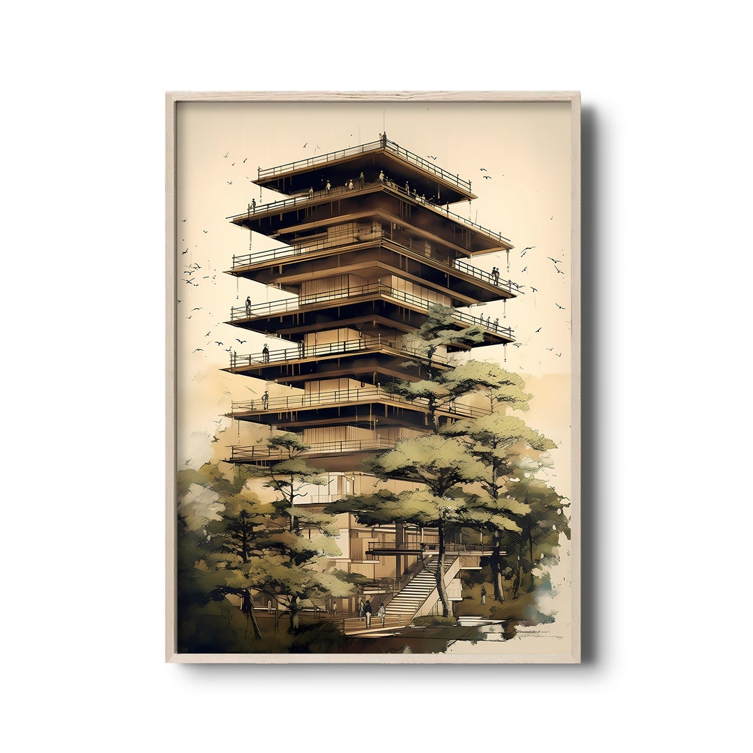 Japanese Architecture | Watercolor Painting | Japan Travel Poster ...