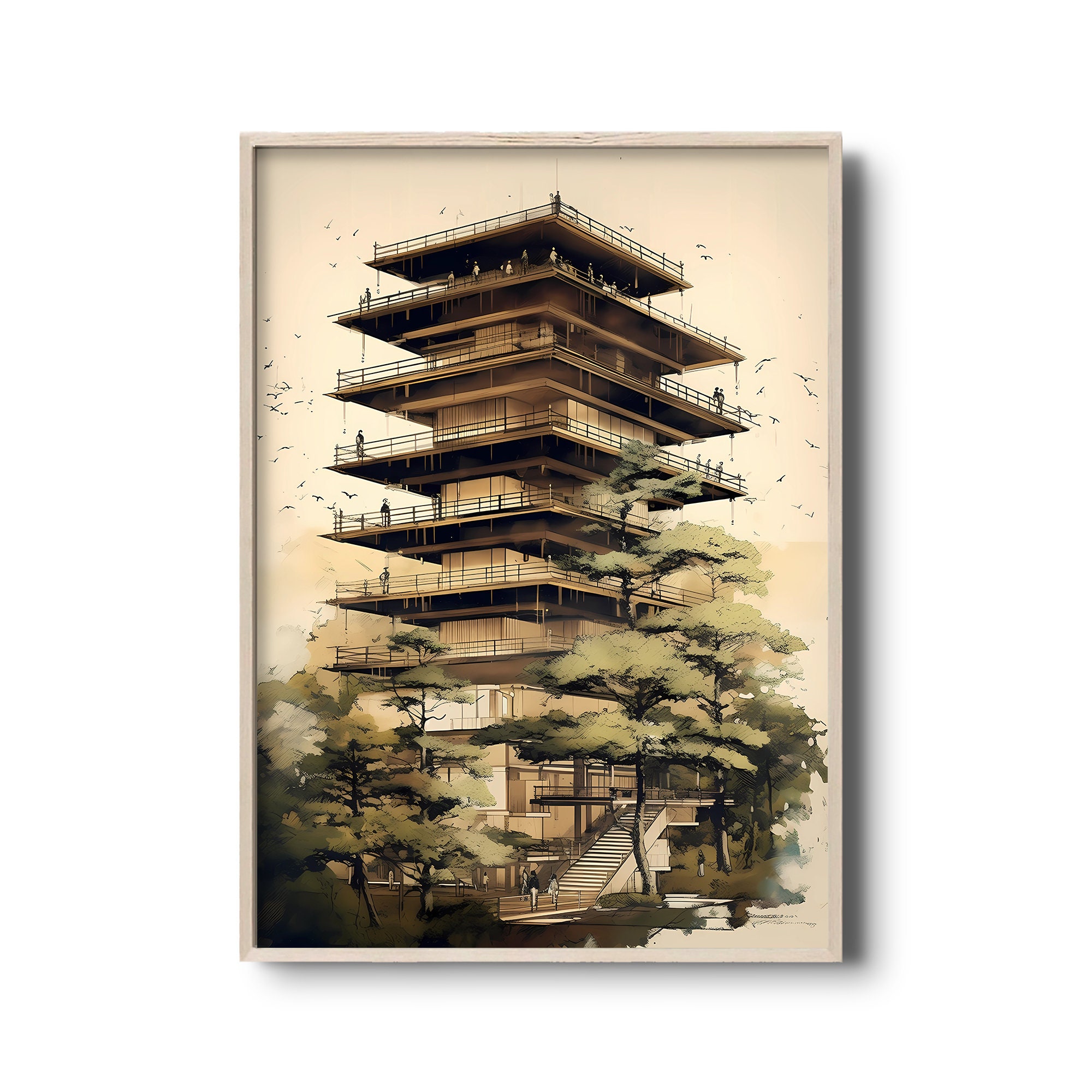 Japanese Architecture | Watercolor Painting | Japan Travel Poster ...