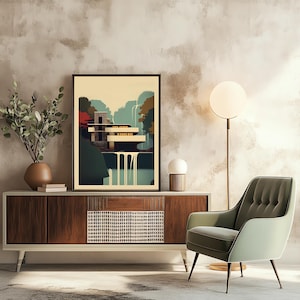 Fallingwater Print | Architecture Poster | Fallingwater House Frank ...
