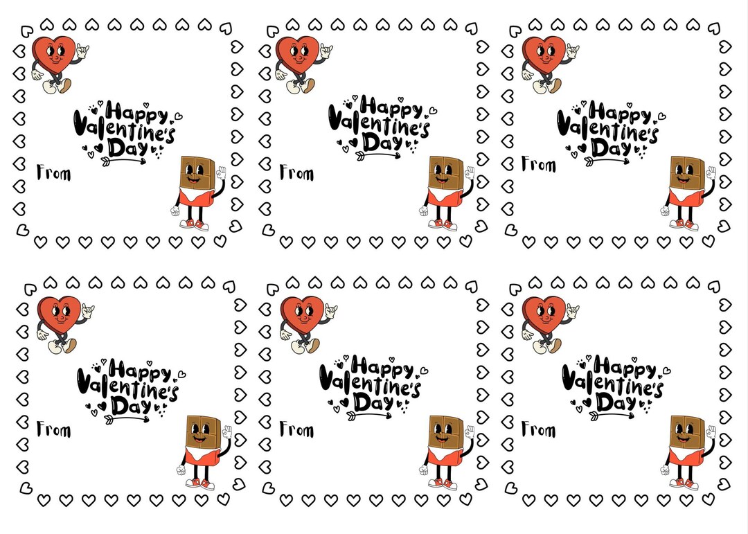 Digital Download Chocolate Candy Valentine's Day Cards, Printable ...