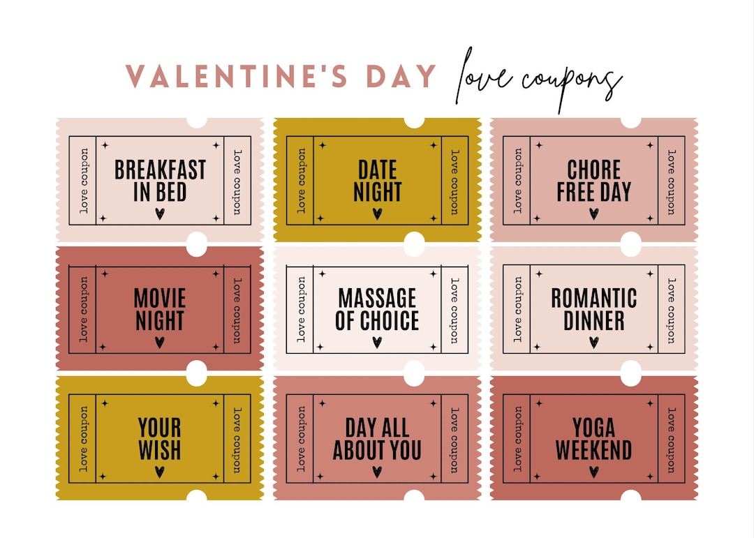 Valentine's Day Love Coupon Set (digital) - Etsy