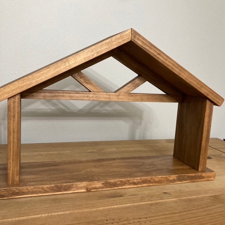 Traditional 18 Wooden Nativity Stable Only Wooden Christmas Creche ...