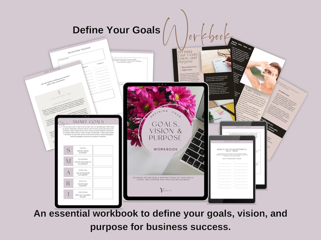 Defining Your Goals, Vision, and Purpose Workbook, Printable Workbook ...