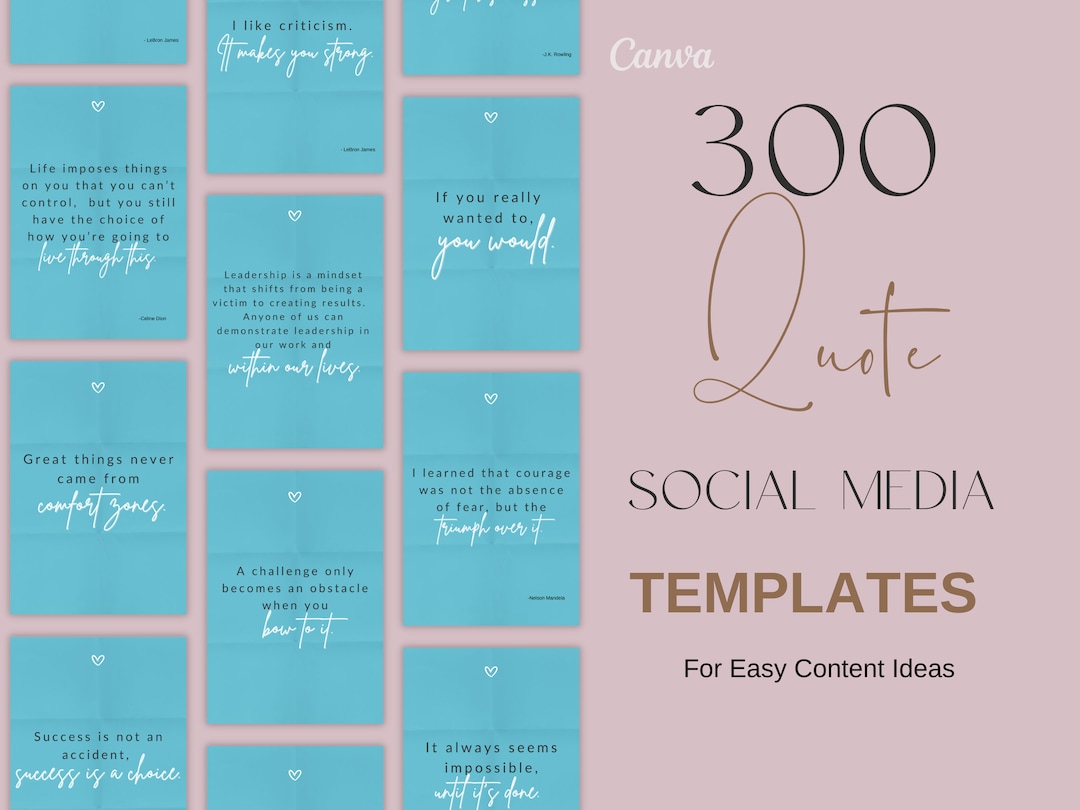 Social Media Templates | Teal Quote Cards | Social Media Content ...