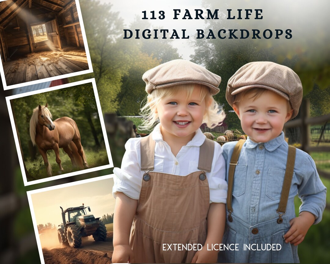 113 Farm Life CG Digital Backdrops, Tractor Backdrop, Farm Animal ...