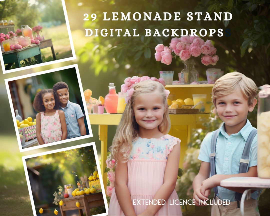 29 Adorable Lemonade Stands CG Digital Backdrops, Child Lemonade ...