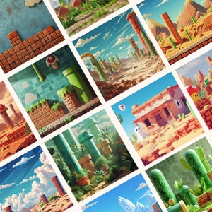 132 Super Video Game Inspired CG Digital Backdrops, Gamer, Mario ...