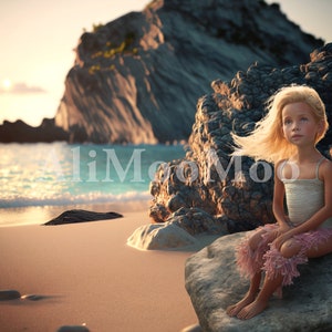 15 Mermaid Rock Cove Digital CG Backdrops, Ocean Backgrounds, Beach ...