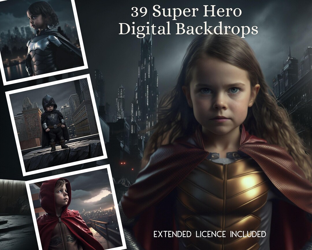 39 Super Hero Inspired CG Digital Backdrops, Metropolis, Bokeh City ...