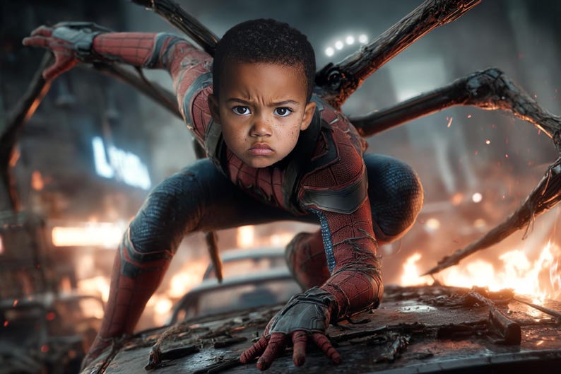 88 Spider Kid Super Hero Inspired CG Digital Backdrops, Metropolis ...