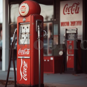 A Coca Cola Gas Station, Americana Vintage Garage CG Digital Backdrop ...