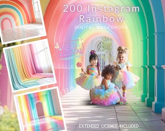 31 Rainbow Instagram Style CG Digital Backdrops, Pastel Rainbow ...