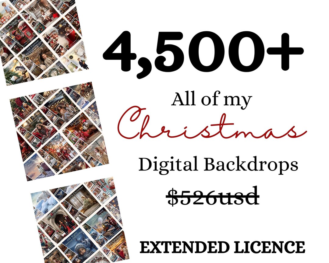 4 500+ Christmas Variety Mega Pack CG Digital Backdrops, Christmas ...