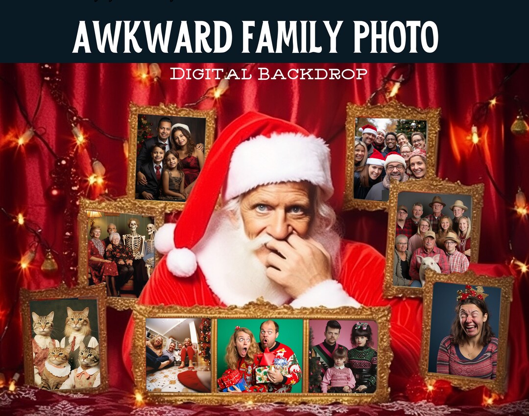 Awkward Family Photos Canva Template CG Digital Backdrop, Family ...