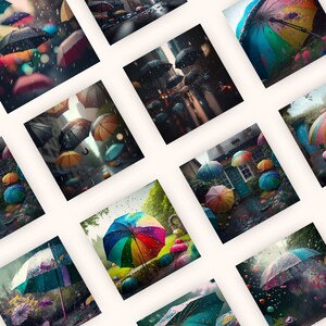 30 Rainy Day Umbrellas CG Backdrops, Rainbow Backdrops, Rainy Day City ...