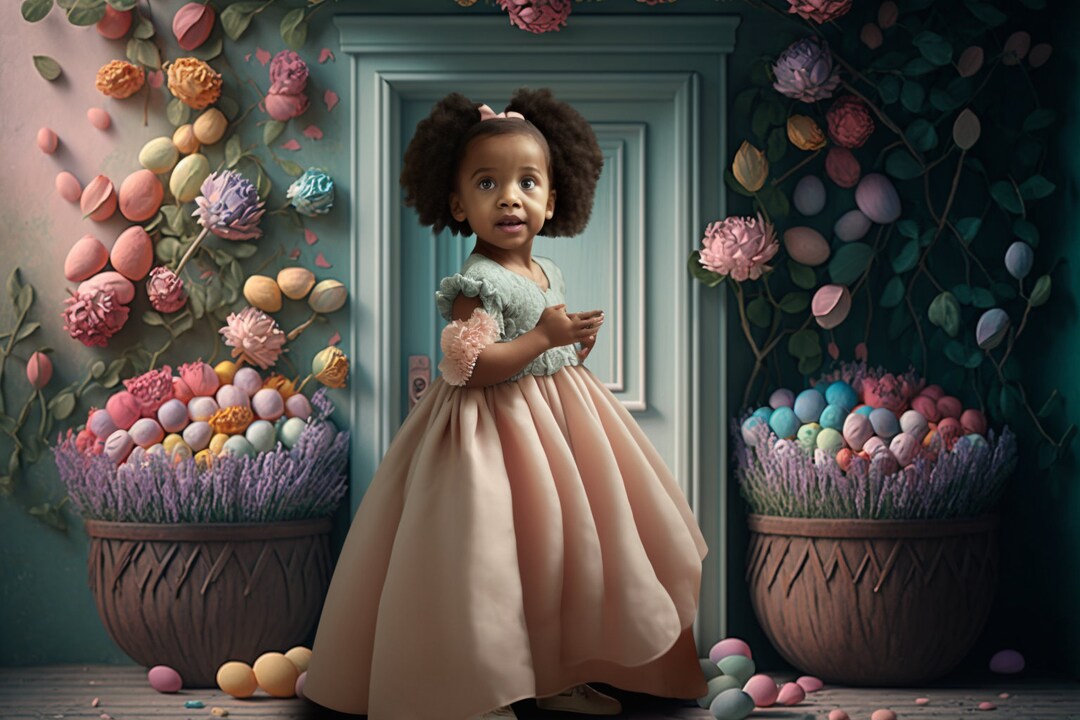 Colourful Vintage Easter Door CG Digital Backdrop, Home Easter ...