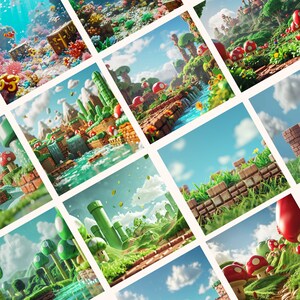 132 Super Video Game Inspired CG Digital Backdrops, Gamer, Mario ...