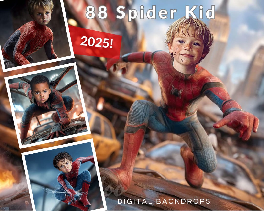 88 Spider Kid Super Hero Inspired CG Digital Backdrops, Metropolis ...