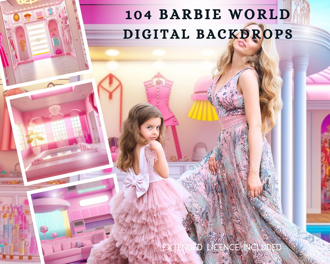 104 Barbie Inspired Digital CG Backdrops, Barbie Dream House Backdrop ...